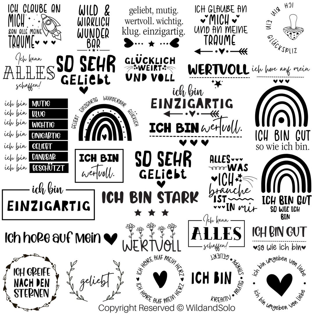 German Plotter File Svg, Affirmation for Children Svg, German Sayings ...