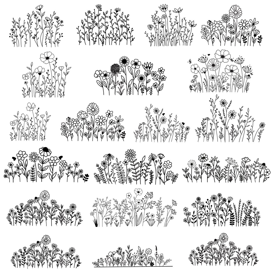 20 Embroidery Wildflower Designs, Machine Embroidery Flowers, Floral ...