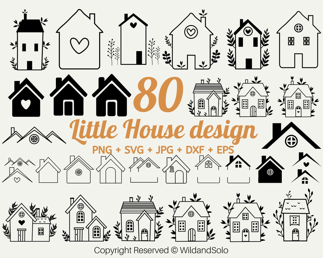 80 Little House Svg Bundle, Roof House Svg, House Outline Svg, Floral ...