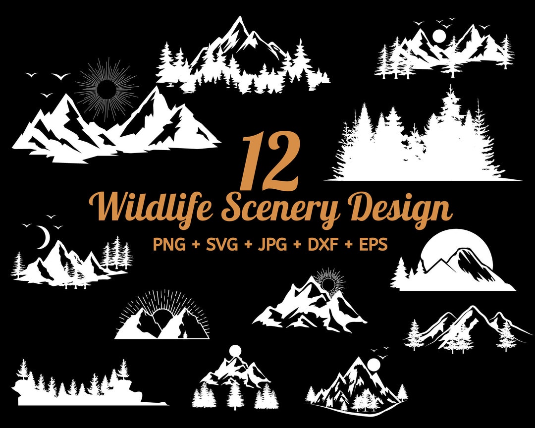 12 Mountain SVG Bundle, Trees Svg, Forest Svg Cricut, Mountain Svg ...