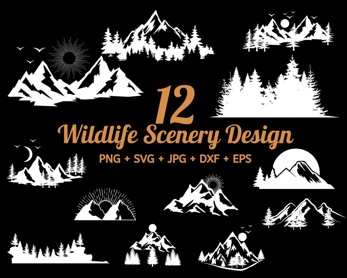 12 Mountain SVG Bundle Trees Svg Forest Svg Cricut Mountain - Etsy