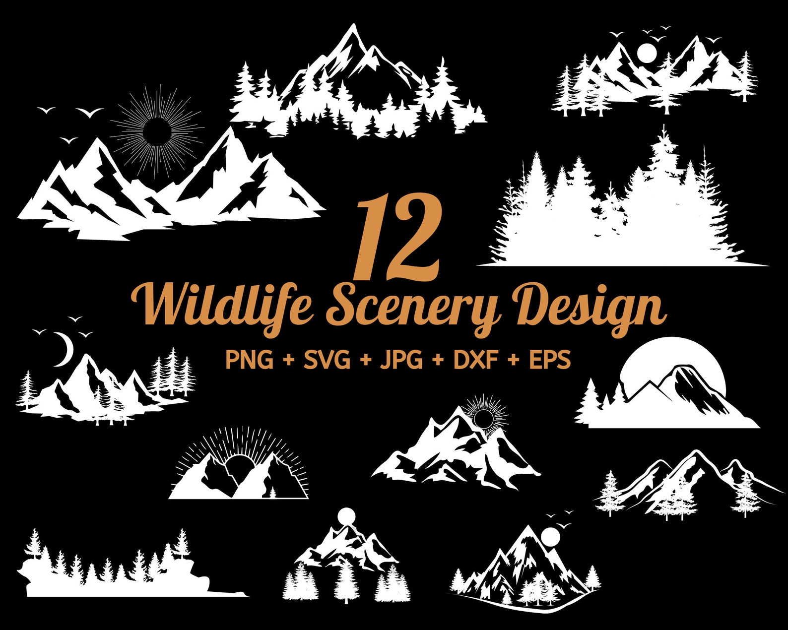 12 Mountain SVG Bundle Trees Svg Forest Svg Cricut Mountain - Etsy