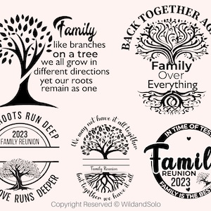 Family Tree With Quotation Svg Bundle, Family Reunion Svg, Tree of Life ...