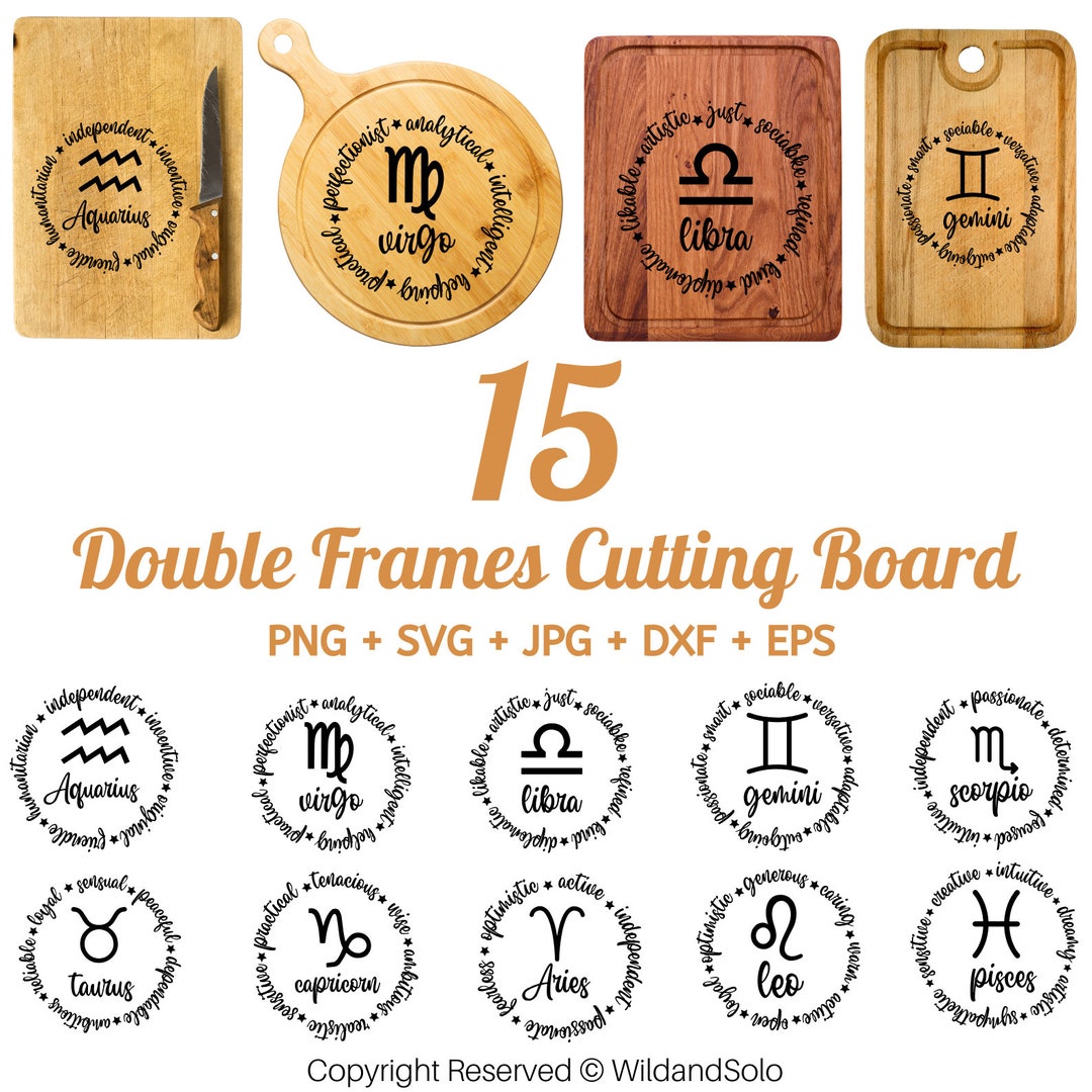 Zodiac Signs Cutting Board SVG Bundle, Astrology Signs Svg, Zodiac ...