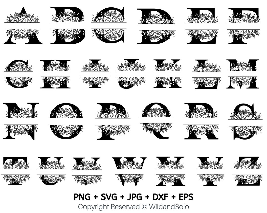 26 Split Floral Alphabet Svg Split Flower Alphabet Svg - Etsy