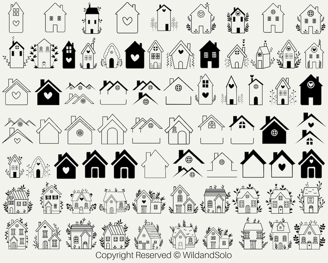 80 Little House Svg Bundle, Roof House Svg, Floral House SVG, Tiny ...