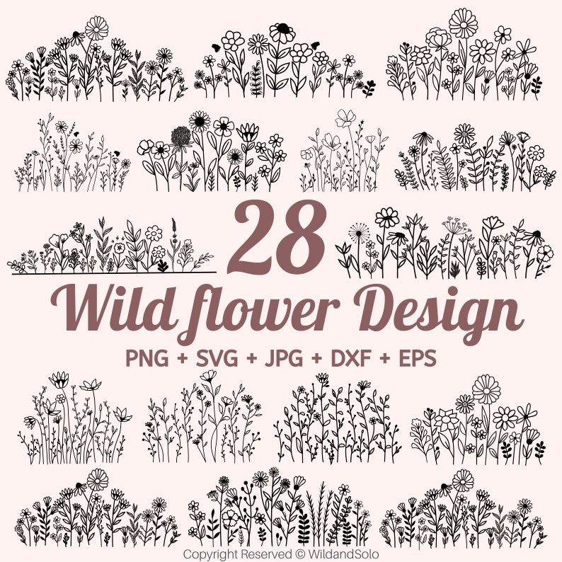 28 Wildflowers Svg Bundle, Wild Flower Svg, Split Monogram Svg, Flower ...