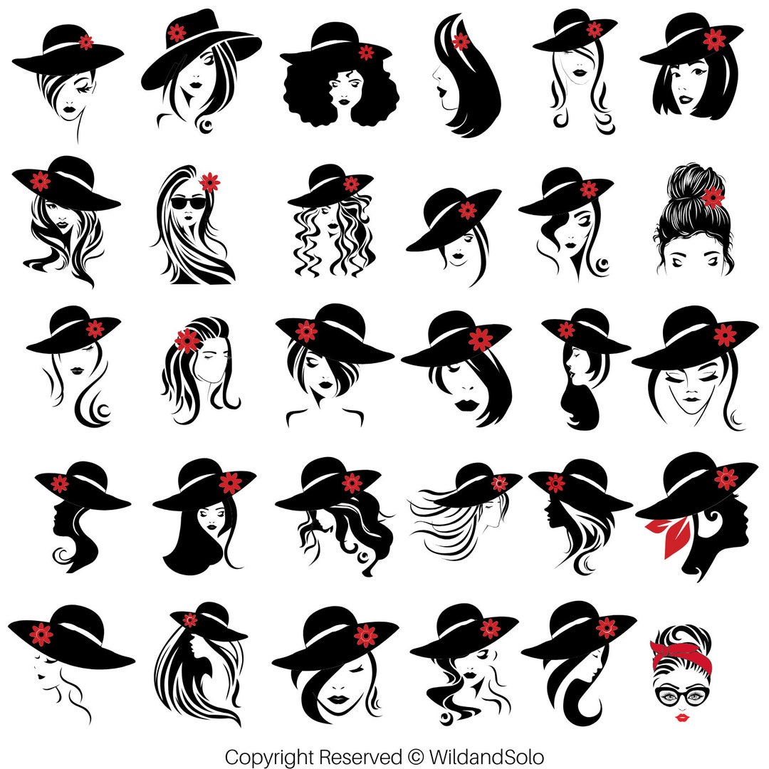 30 Woman SVG Bundle, Hat SVG, Eyelash SVG, Hair Svg, Cricut, Silhouette ...