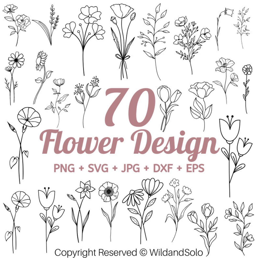 70 Flowers Design Bundle, Wildflowers Svg, Floral Svg, Bouquet SVG ...