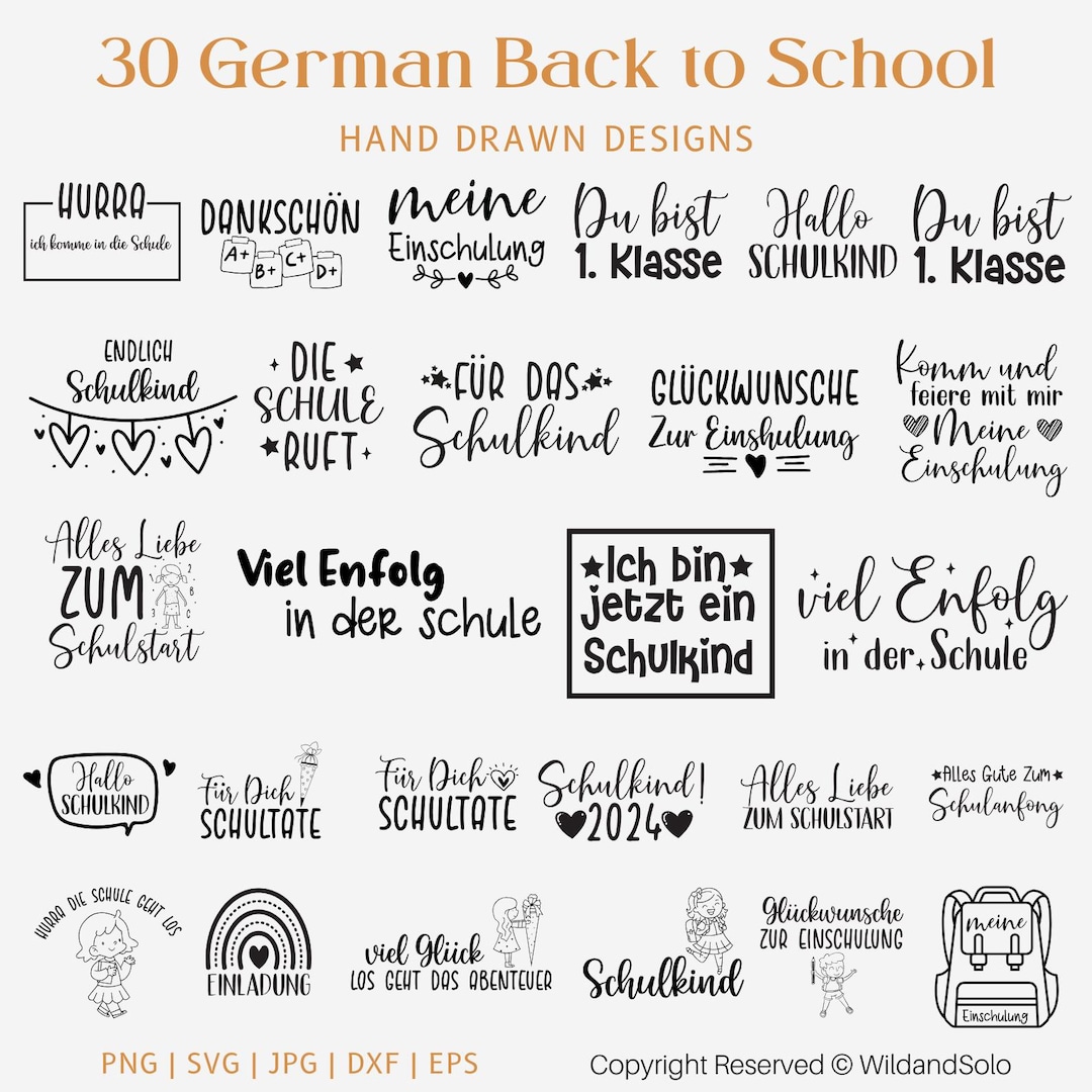 30 German Saying Svg Bundle, Back to School Svg, German Design, First ...