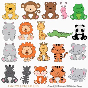20 Safari Animal Colored Svg Bundle, Jungle Animals SVG, Cute African ...
