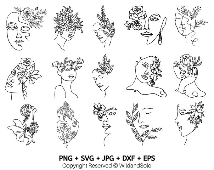 Set of 12 Dainty Floral Svg, Dainty Leaf Svg, Minimalist Flower Svg ...