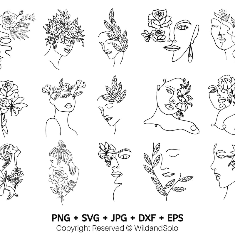 Line Art Woman Svg - Etsy