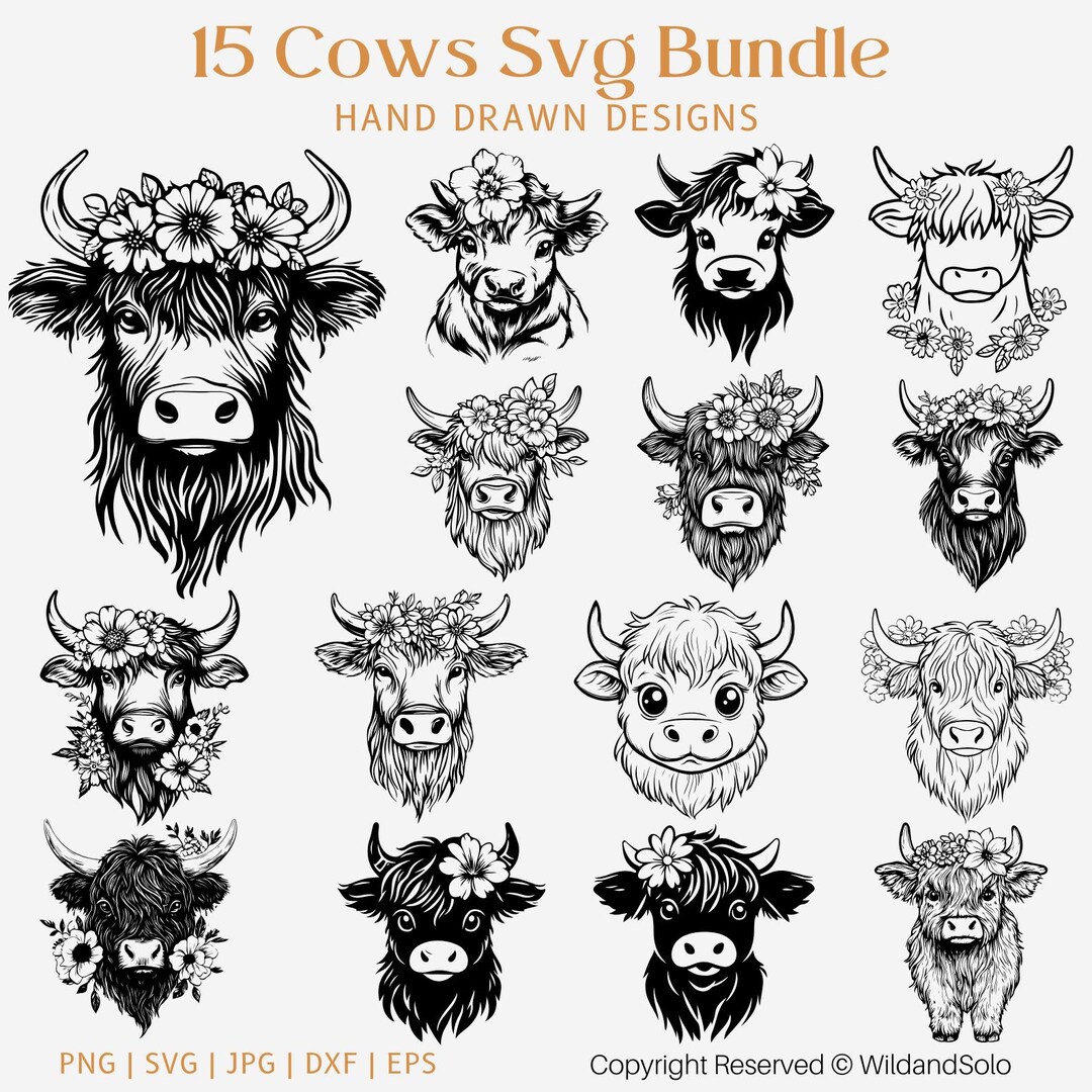 15 Cows Svg Bundle, Maryland Cow Svg, Baby Flower Cow, Floral Cute Cow ...