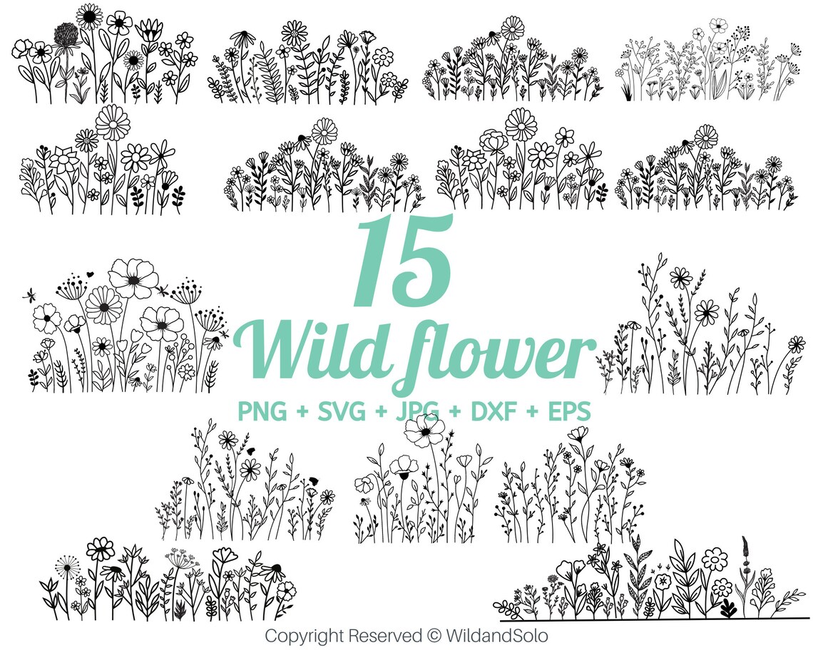 Wildflowers Svg Floral Svg Nature Svg Floral Frame Svg - Etsy