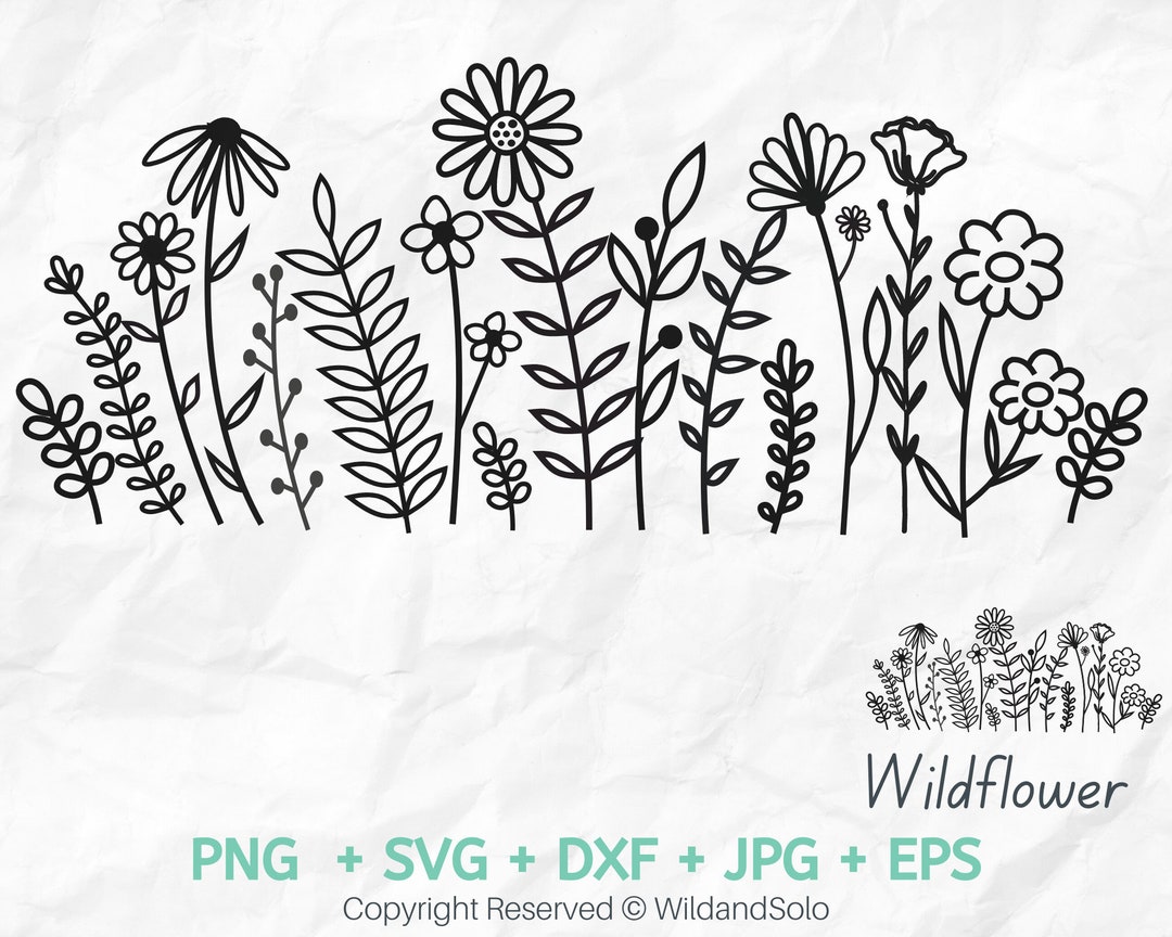 Wildflowers Svg Bouquet SVG Floral Svg Floral Frame Svg - Etsy