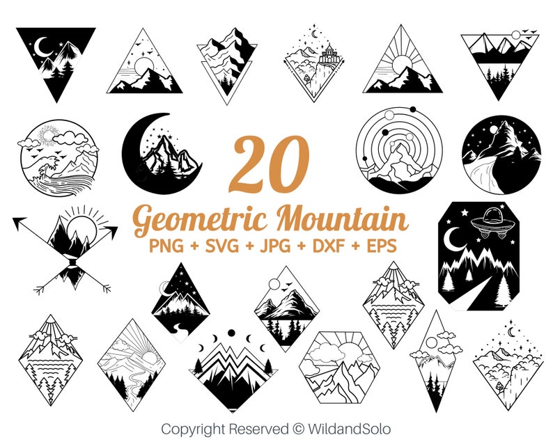 Geometric Mountain Svg Bundle Mountain Svg Bundle Trees Svg - Etsy