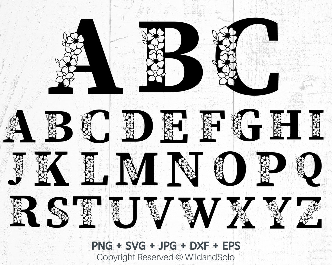 Floral Alphabet Svg Flower Alphabet Svg Floral Letter Svg - Etsy