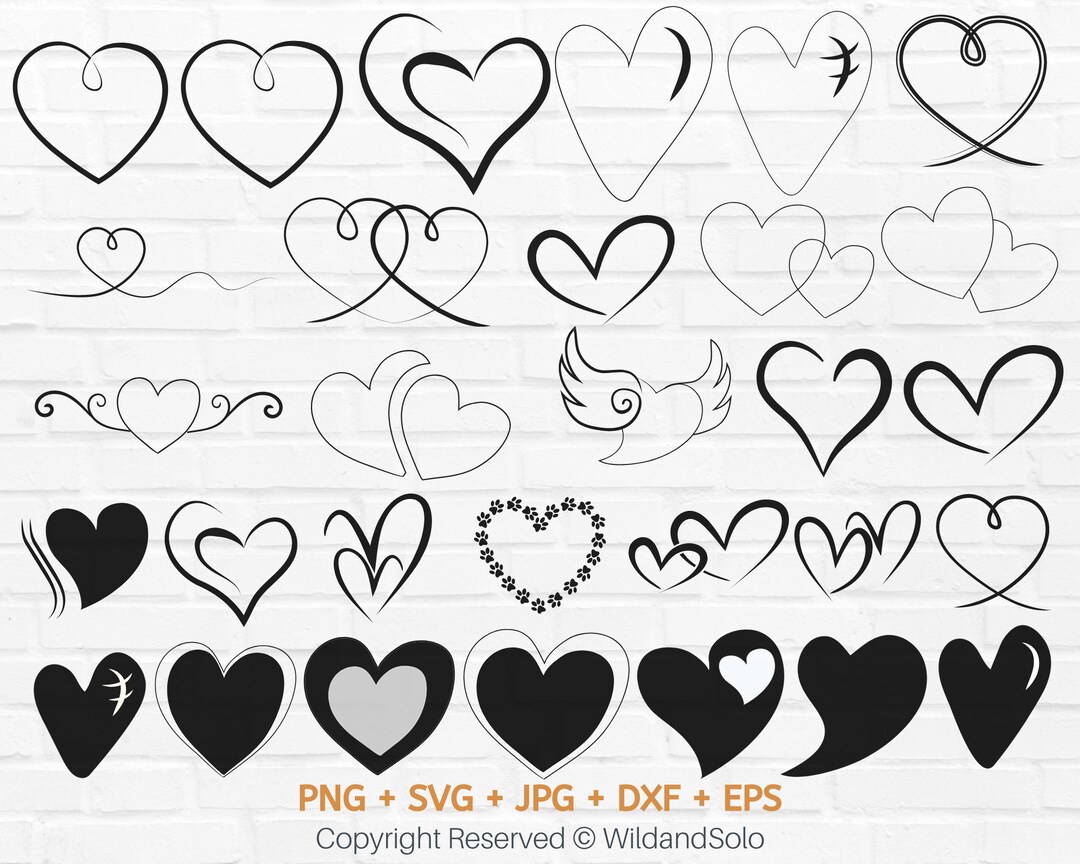 Paquete de 30 corazones svg, corazón svg, corazón clipart, día de San ...