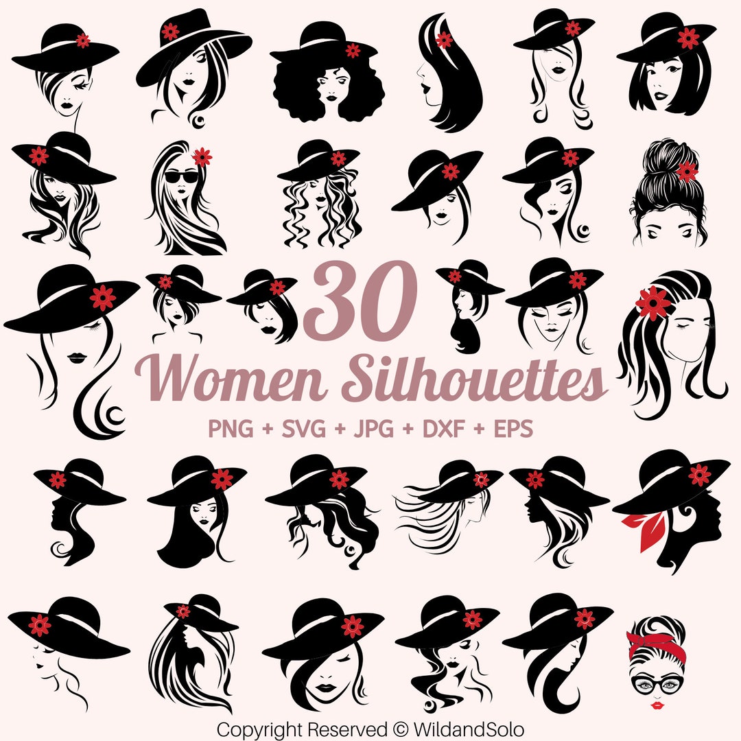 30 Woman SVG Bundle, Hat SVG, Eyelash SVG, Hair Svg, Face Svg, Female ...