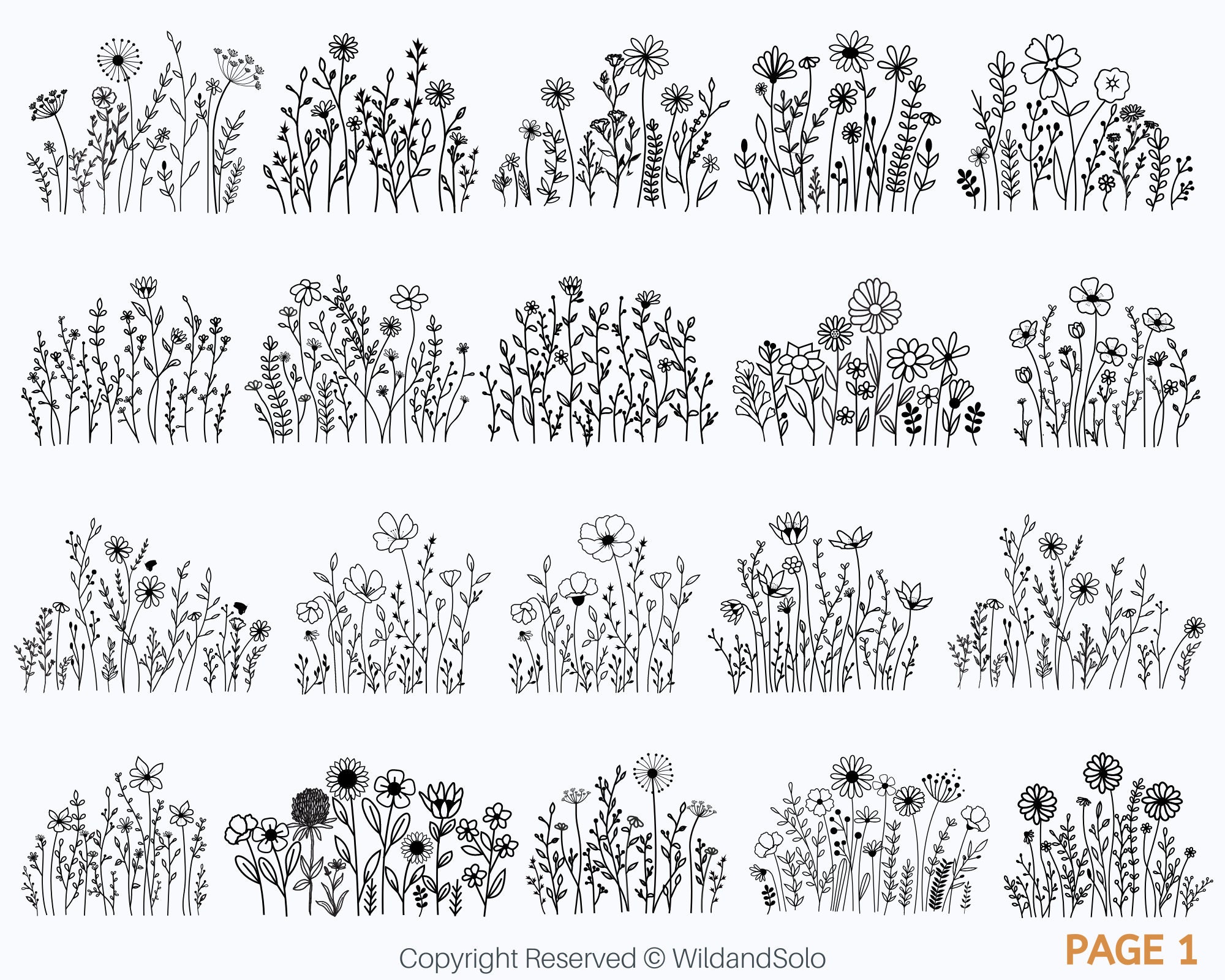 Wildflowers Svg Wild Flower Svg Floral Svg Nature Svg - Etsy