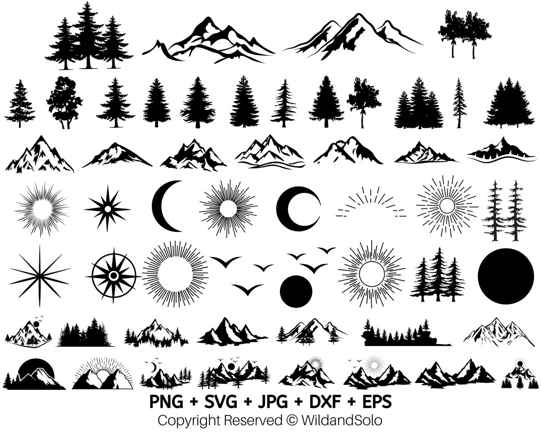 54 Mountain and Forest SVG Bundle Mountain Svg Clipart - Etsy