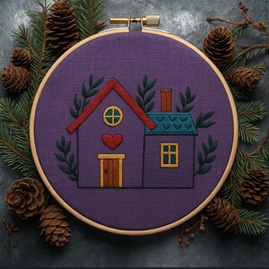 Little Home Embroidery Designs, House Embroidery Pattern, Outline House ...