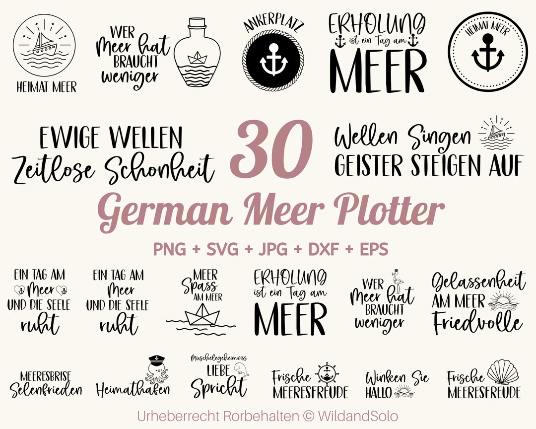 30 German Meer Plotter Lake Quotes Svg Bundle Inspirierende - Etsy