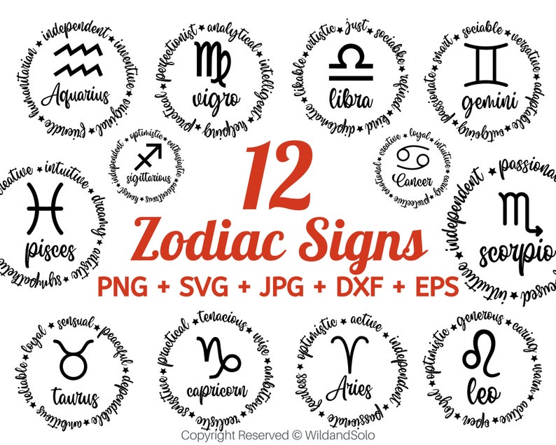 Zodiac Signs SVG Bundle Horoscope Zodiac Symbols Svg - Etsy