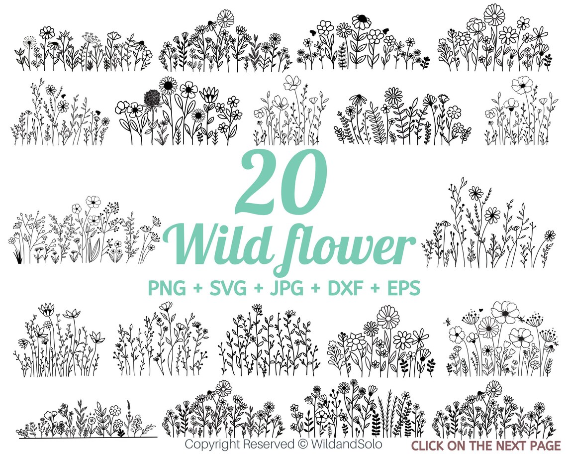 Wildflowers Svg Nature Svg Floral Frame Svg Wild Flower - Etsy
