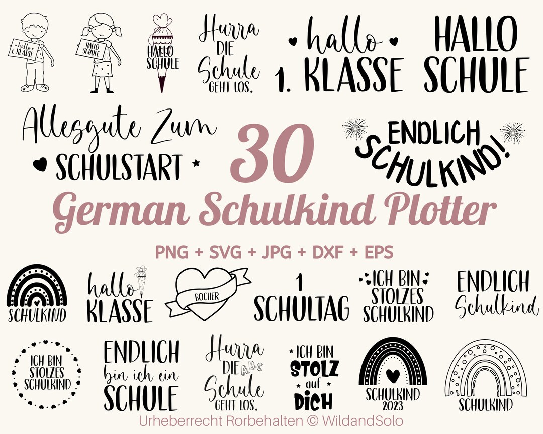 30 German Schulkind Plotter Cute Back to School Plotter Kid - Etsy