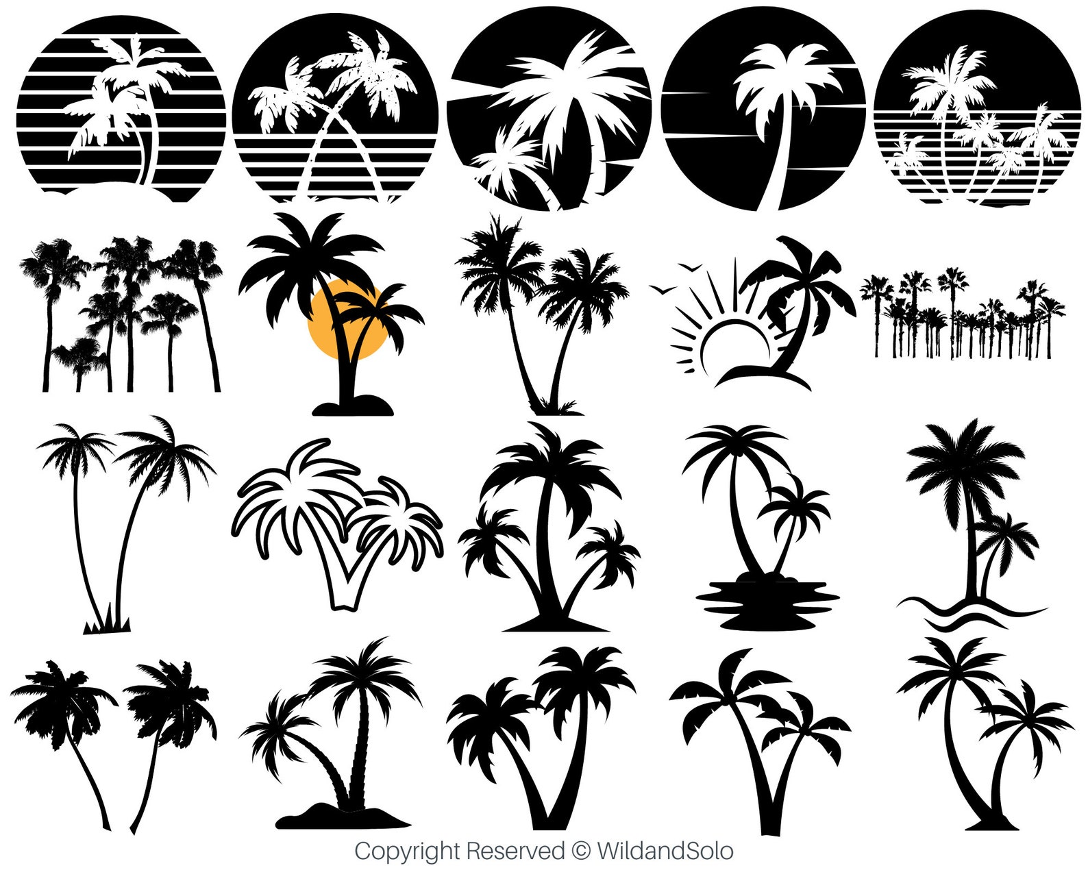 Palm Tree Bundle SVG Palm Tree SVG Palm Tree Silhouette - Etsy