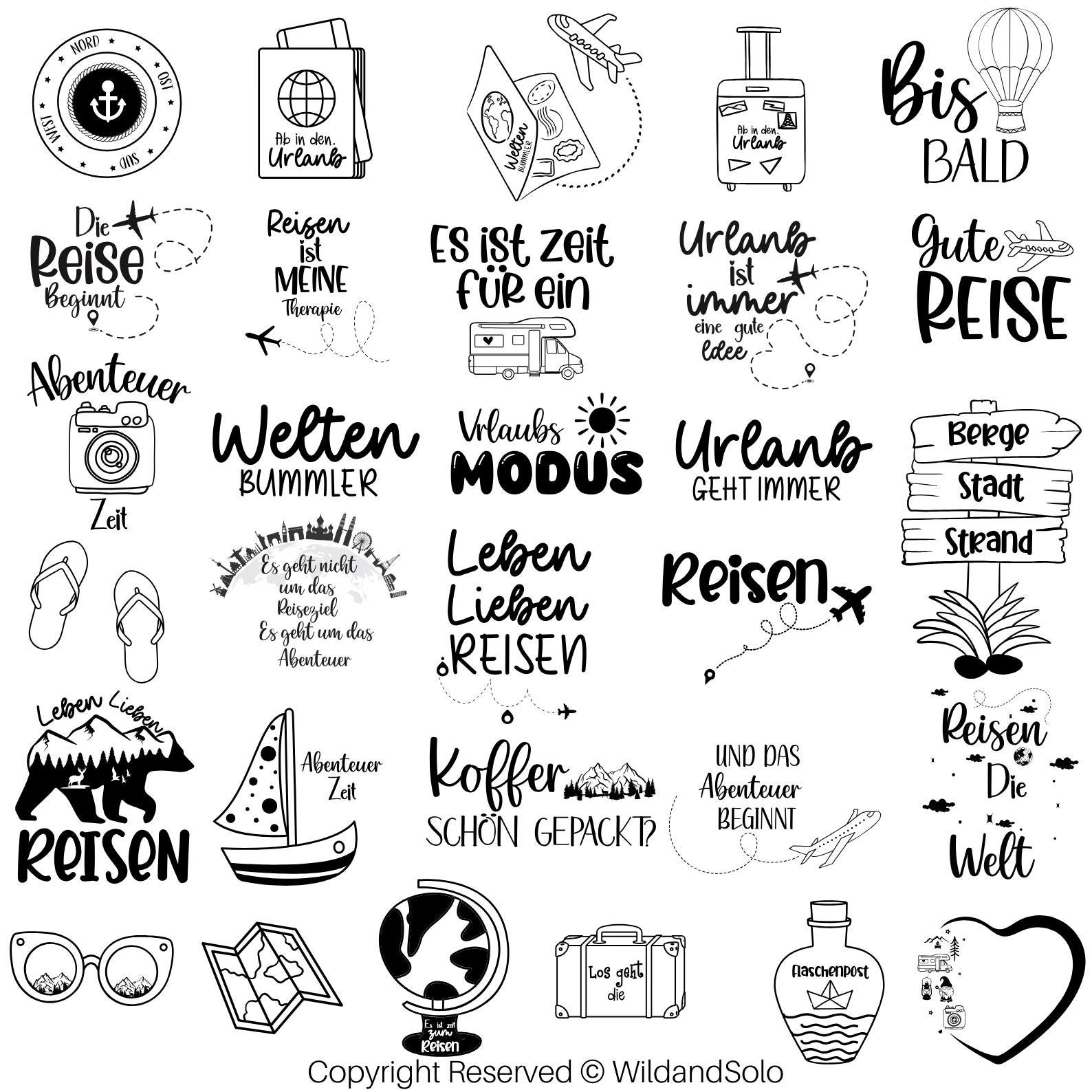 German Travel Plotter File Svg Bundle, German Reisen Design, Urlaub Svg ...