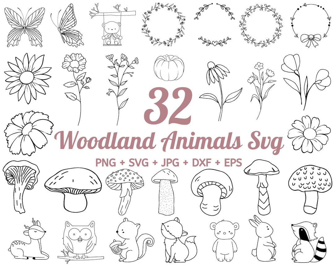 32 Woodland Animals Bundle SVG, Cute Animals Svg, Safari Animals Svg ...
