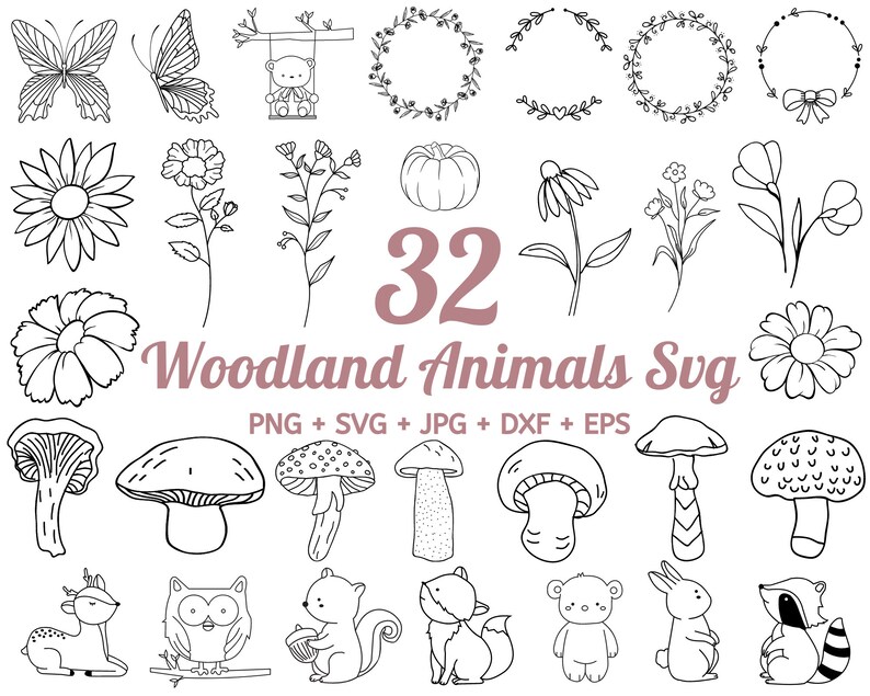 32 Woodland Animals Bundle SVG Cute Animals Svg Safari - Etsy