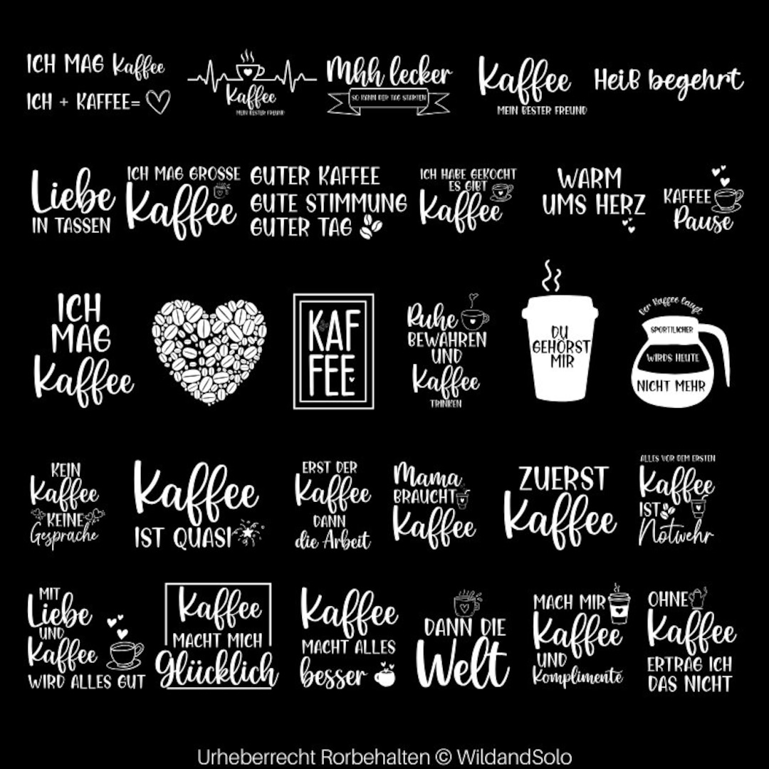 30 Deutsche Kaffee Plotterdatei Plotter svg, Kaffee svg bundle, Kaffeetasse svg, deutsche ...