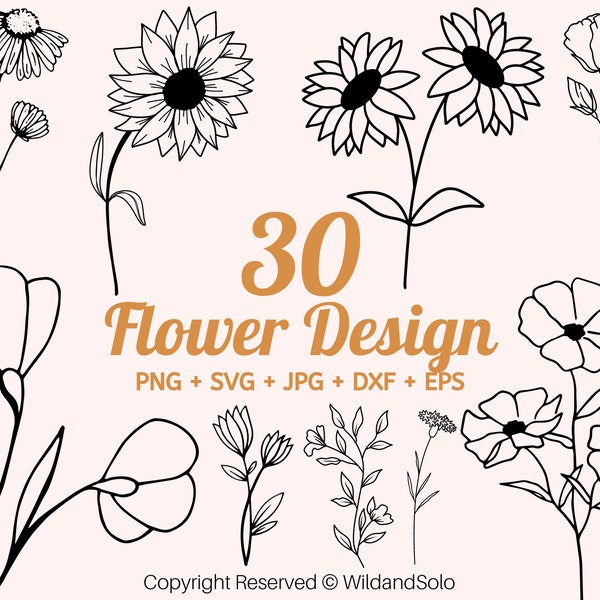 Simple Flower Svg - Etsy