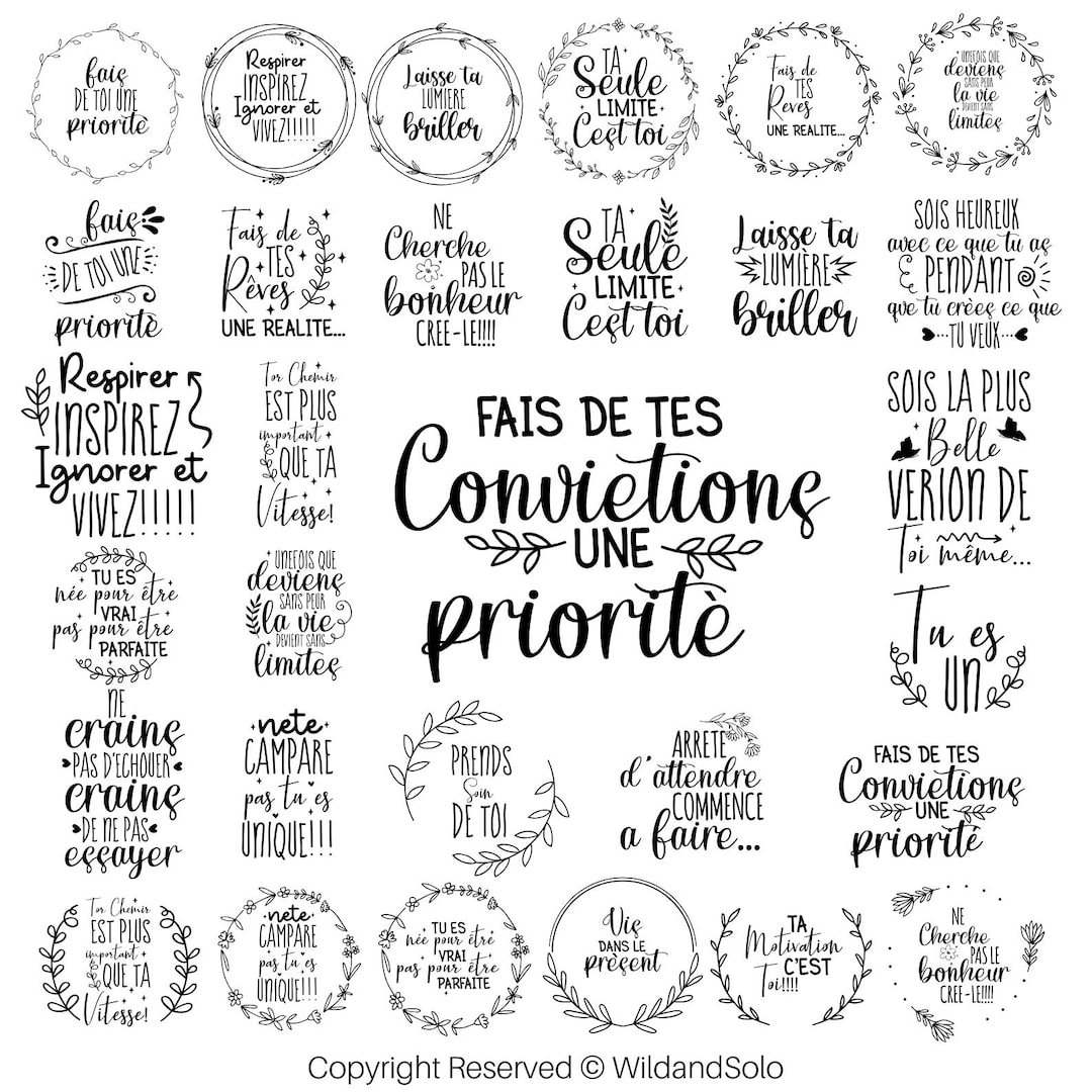 Motivational Svg Bundle, French Design, French Saying, Quotes Svg, T ...