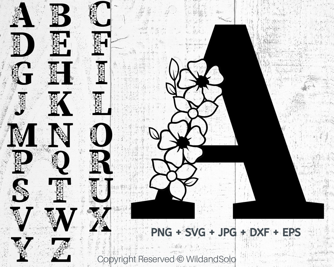 Floral Alphabet Svg Floral Letter Svg Initial Svg Floral Etsy