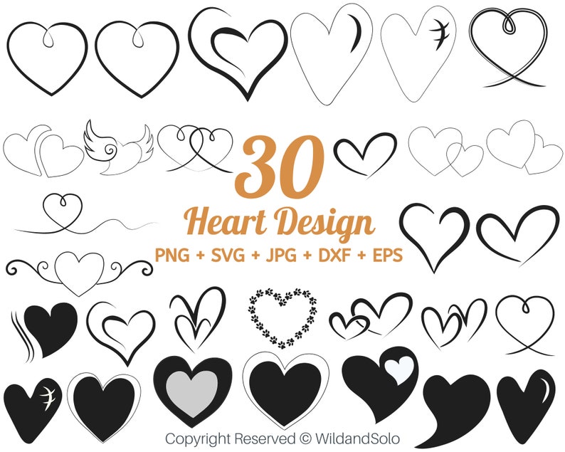 30 Heart Svg Bundle Heart Svg Hearts Svg Heart Clipart - Etsy