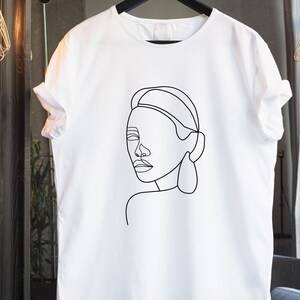 06 Line Art Woman Cake Topper Svg, Lady Face One Line, One Line Woman ...