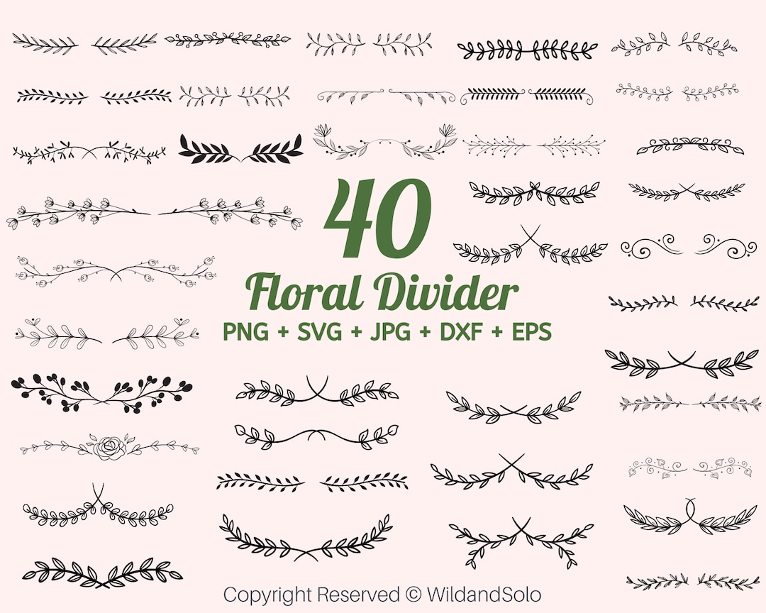 40 Floral Divider Svg, Decorative Borders, Text Divider Svg, Floral ...