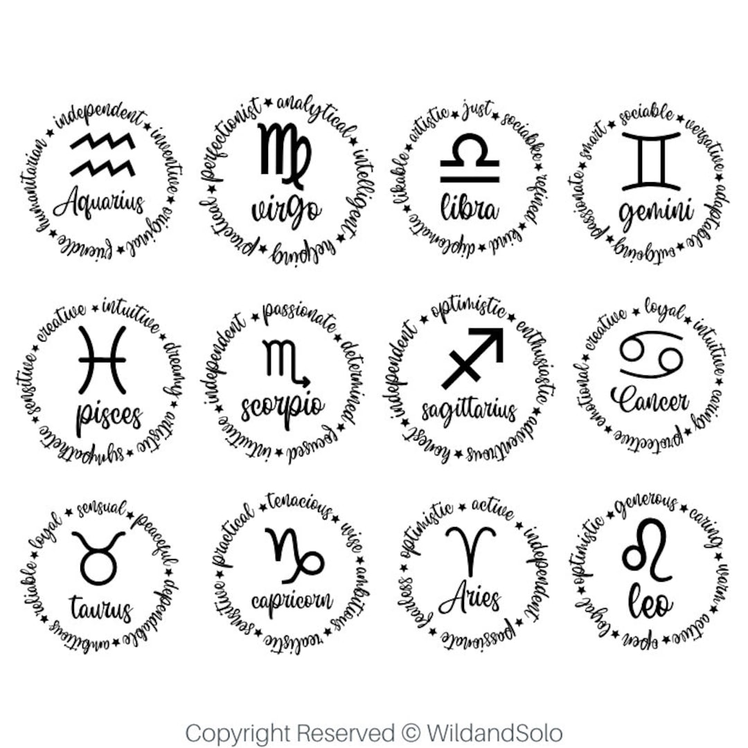 Zodiac Signs SVG Bundle, Horoscope, Zodiac Symbols Svg, Astrology Signs ...