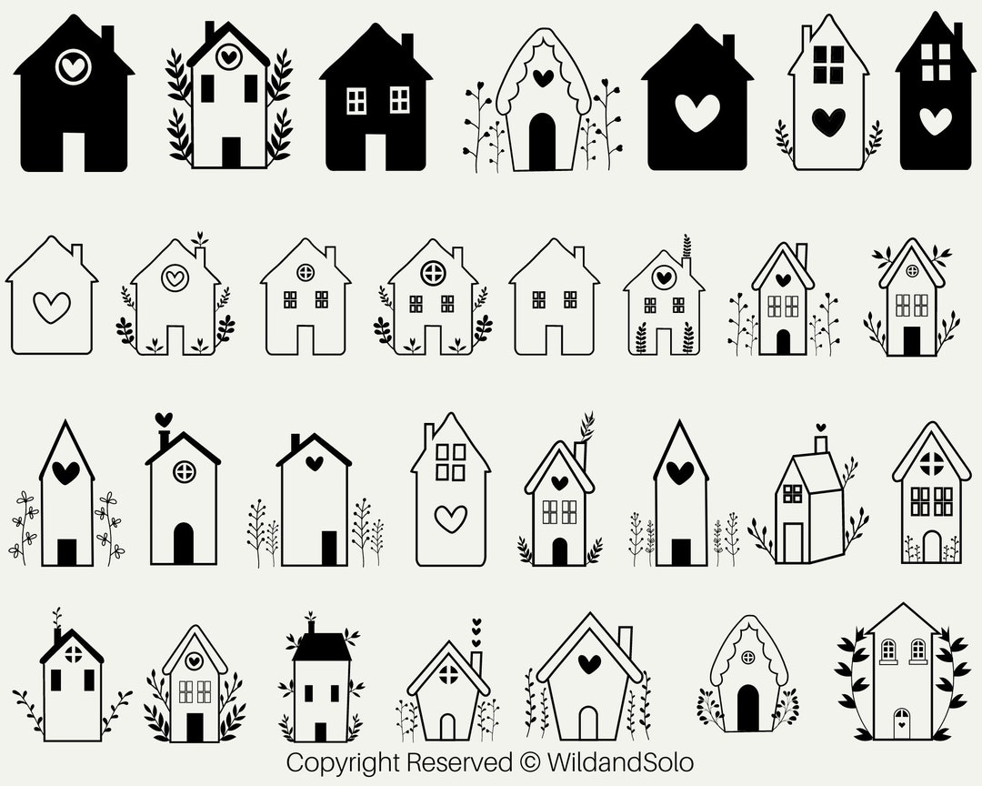 30 Little House Svg Bundle, Roof House Svg, House Outline Svg, Floral ...
