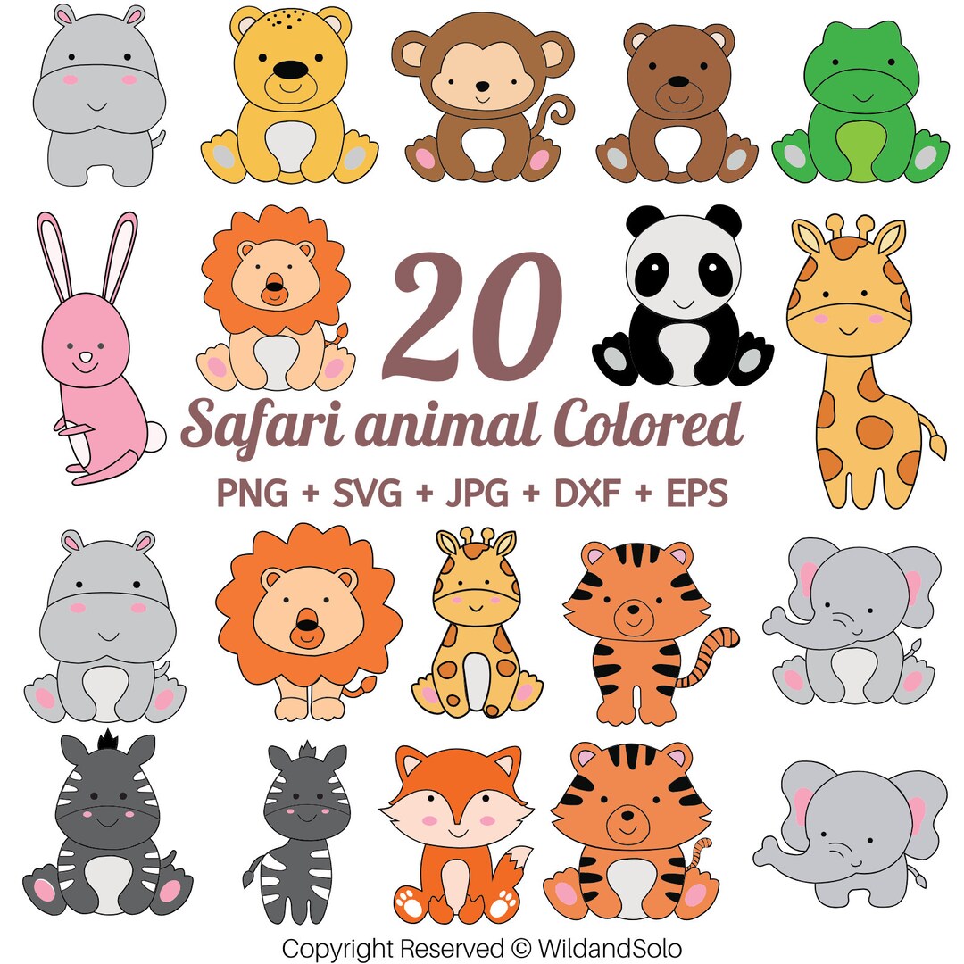 20 Safari Animal Colored SVG, Safari Animals SVG, Safari Animals ...