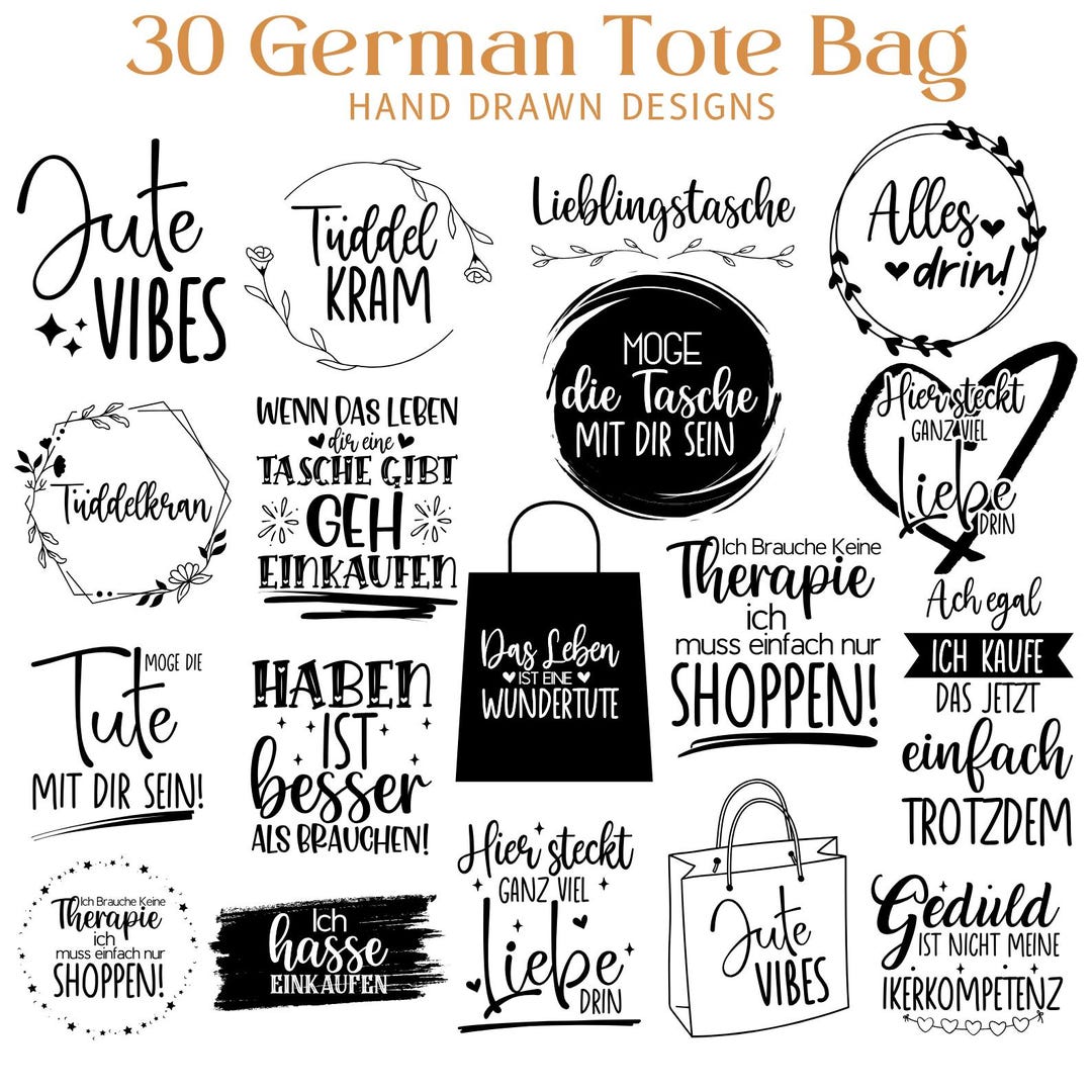 30 Deutsche Tragetaschen SVG Bundle, Lustige Zitate Zum Thema ...