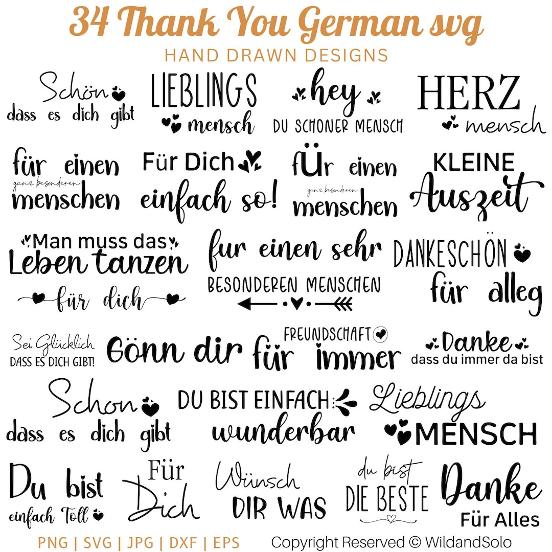 34 German Thank You Svg Bundle, Deutsches Schriftzug Design, German ...