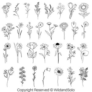 30 Flower Svg Floral Svg Minimalist Svg Nature Svg - Etsy