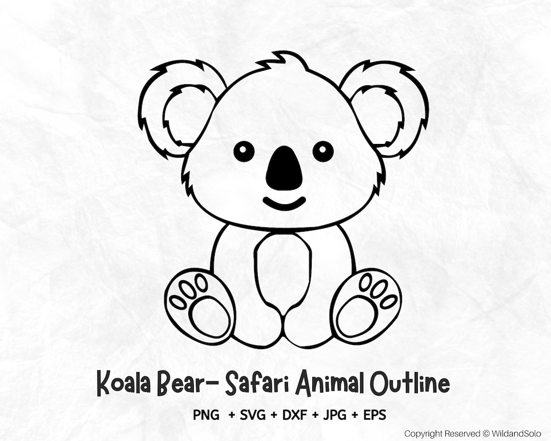 Koala Bear Svg, Safari Animals Outline SVG, Split Safari Animals ...