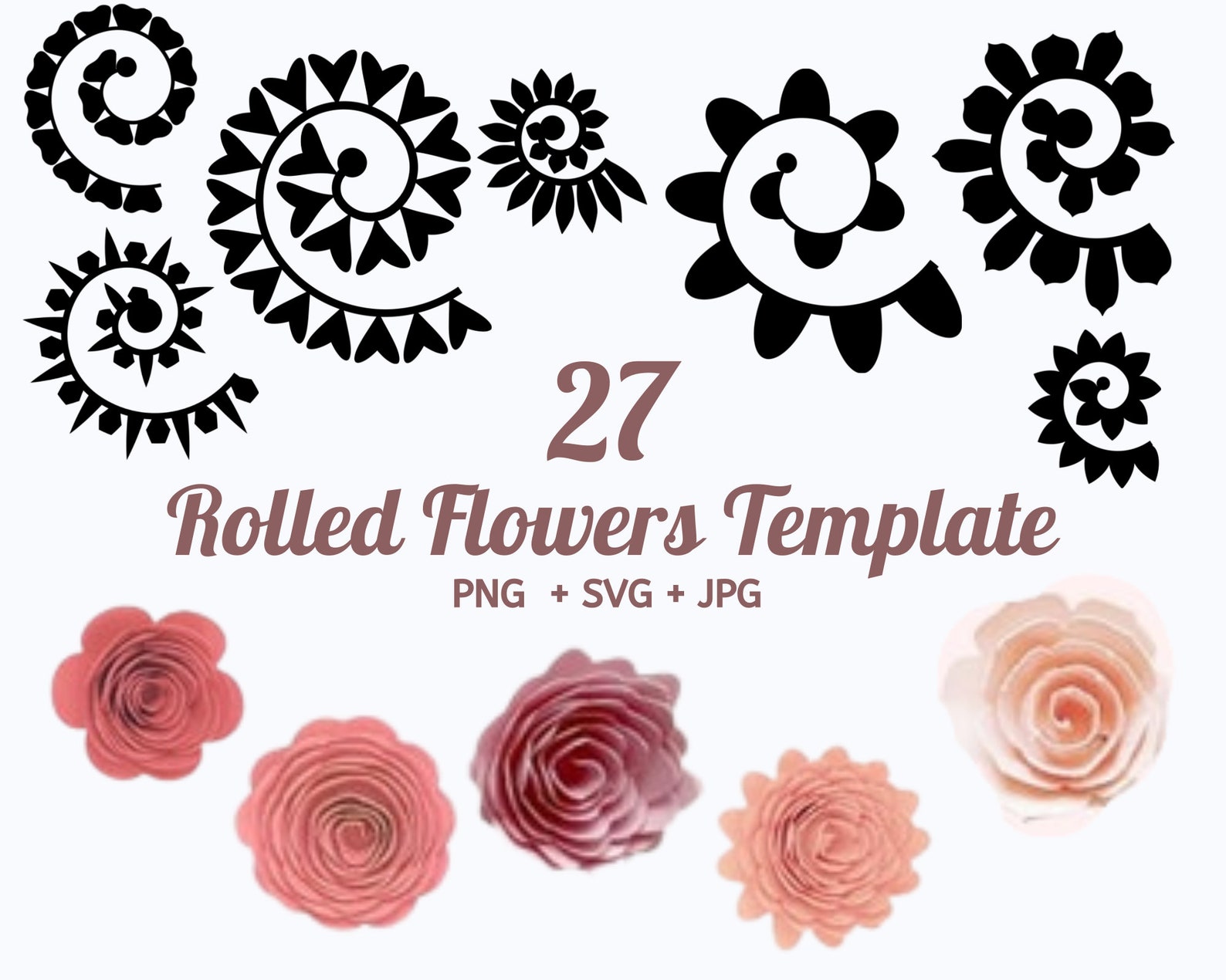 Rolled Flower Svg Digital Paper Svg Flower Svg Paper Flower - Etsy